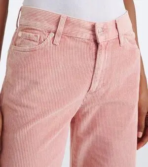 7 For All Mankind Lotta Cotton Corduroy Wide-leg Pants - Pink
