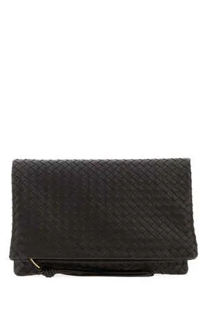 Bottega Veneta Dark Leather Giornale Clutch - Brown