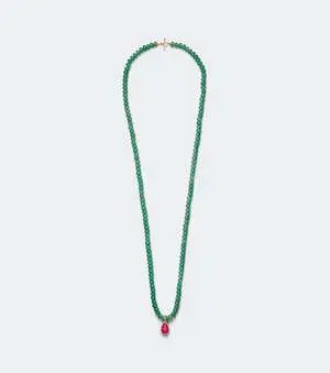 OCTAVIA ELIZABETH 18kt Yellow Beaded Necklace With Aventurine And Tourmaline - Green