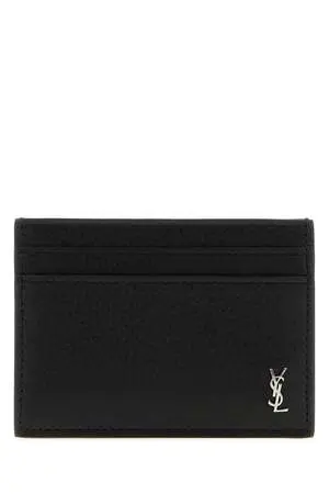 Saint Laurent Leather Tiny Card Holder - Black
