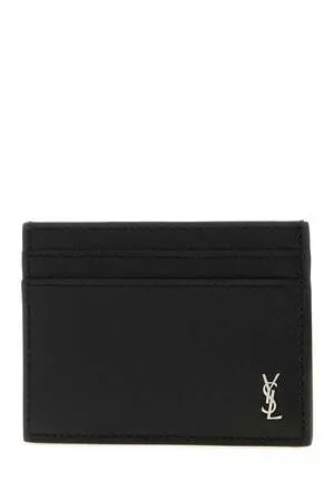 Saint Laurent Leather Tiny Card Holder - Black