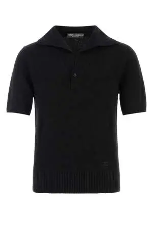 Dolce & Gabbana Cotton Blend Polo Shirt - Black