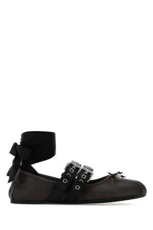 Miu Miu Dark Leather Ballerinas - Brown