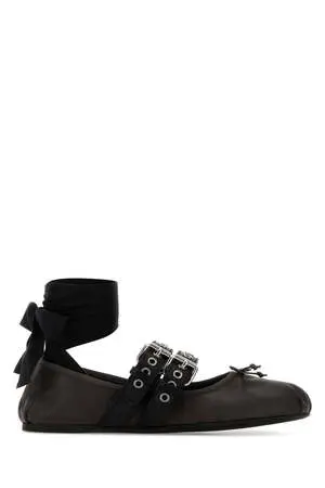 Miu Miu Dark Leather Ballerinas - Brown