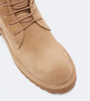 Max Mara Cashmere-trimmed Suede Combat Boots
