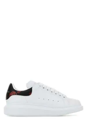 Alexander McQueen Leather Sneakers With Printed Leather Heel - White