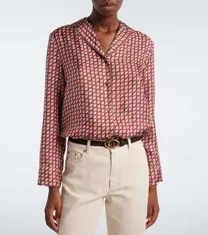 Max Mara Printed Silk Twill Pajama Shirt