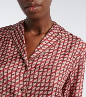 Max Mara Printed Silk Twill Pajama Shirt