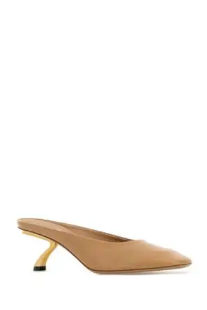 FERRAGAMO Beige Leather Safi 55 Mules - Brown