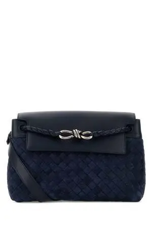 Bottega Veneta Navy Suede Small Andiamo Crossbody Bag - Blue