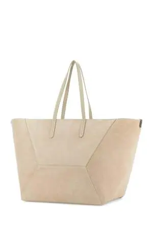 Brunello Cucinelli Sand Suede Shopping Bag