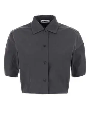 JIL SANDER Dark Grey Poplin Shirt - Gray