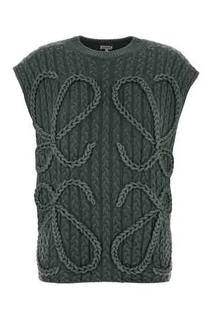 Loewe Khaki Stretch Wool Oversize Vest - Green
