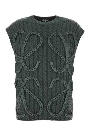 Loewe Loewe Women Khaki Stretch Wool Oversize Vest Green
