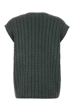 Loewe Khaki Stretch Wool Oversize Vest - Green