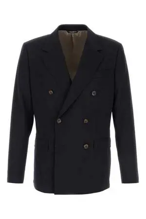 Dolce & Gabbana Black Stretch Wool Blazer - Blue