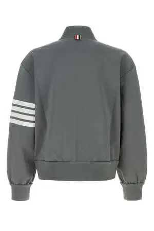 Thom Browne Grey Stretch Viscose Blend Bomber Jacket - Gray