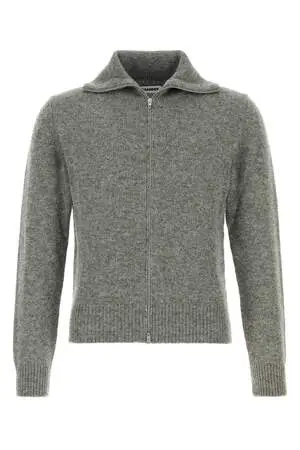 JIL SANDER Grey Wool Blend Cardigan - Gray
