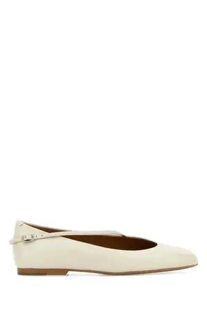 JIL SANDER Leather Elyss Ballerinas - White