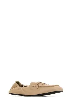 Miu Miu Sand Nappa Leather Ruches Loafers