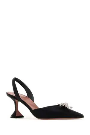 Amina Muaddi Satin Rosie Pumps - Black