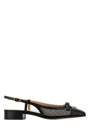 Valentino Garavani Mesh And Leather Ballerinas - Black