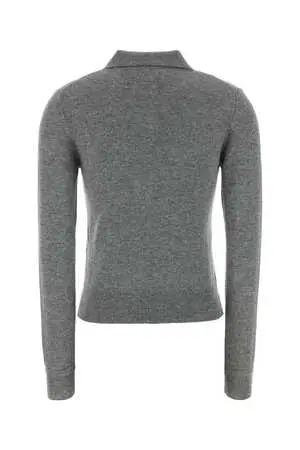 JIL SANDER Grey Wool Polo Shirt
