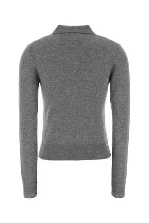 JIL SANDER Grey Wool Polo Shirt - Gray