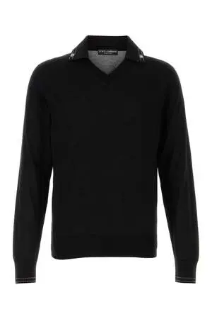 Dolce & Gabbana Silk Polo Shirt - Black