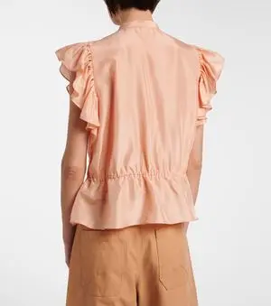 Chloé Ruffled Lace-trimmed Silk Top