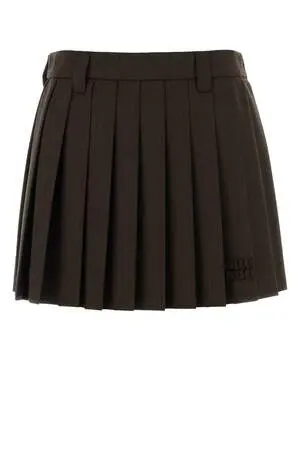 Miu Miu Chocolate Wool Mini Skirt - Brown