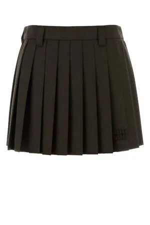 Miu Miu Chocolate Wool Mini Skirt