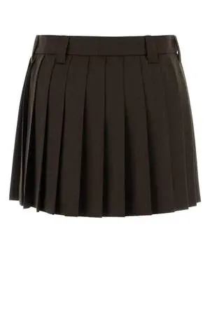Miu Miu Virgin Wool Mini Skirt - Brown