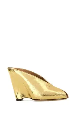 FERRAGAMO Leather Alicia 95 Mules - Gold
