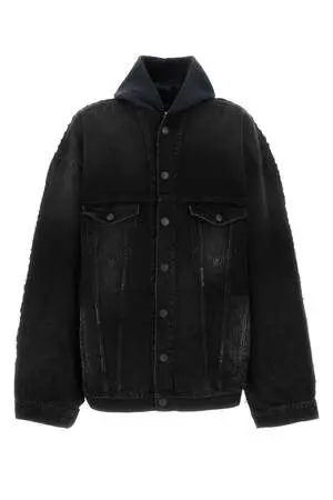 Balenciaga Two-tone Denim And Jersey Jacket