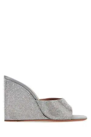 Amina Muaddi Crystal Embellished Wedge Mules - Multicolor