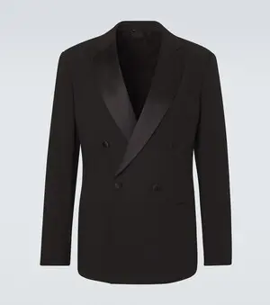 Giorgio Armani Virgin Wool Tuxedo Blazer - Black