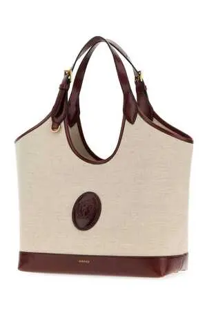 Versace Cappuccino Canvas Large Riviã¨re Shopping Bag - Brown