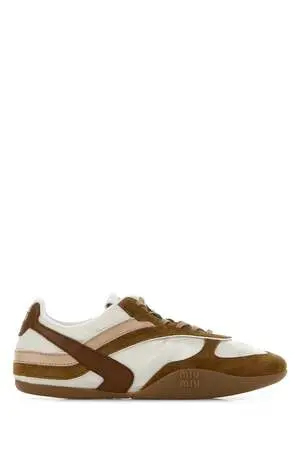 Miu Miu MIU MIU Two-Tone Tech Fabric And Suede Gymnasium Sneakers Multicolor