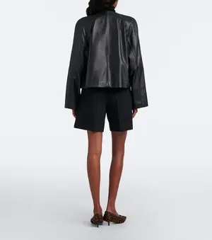 Max Mara Leather-trimmed Wool-blend Shorts