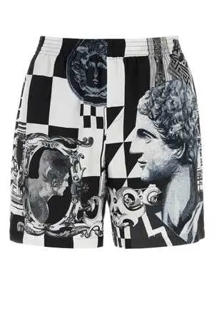 Versace Shorts Silk Twill Print Medusa Collage - Multicolor