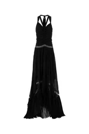 Blumarine Georgette Long Dress - Black