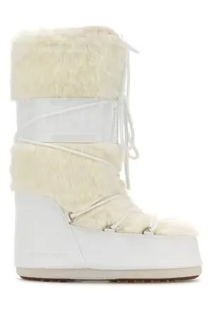 Moon Boot Eco Fur And Synthetic Leather Icon Boots - White