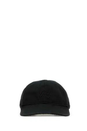 Miu Miu Slate Cotton Baseball Cap - Black