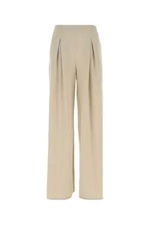 Max Mara Sand Stretch Satin Palude Palazzo Pant - Brown