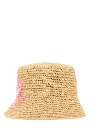 Prada Raffia Bucket Hat - Brown