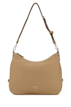 Prada Beige Leather Large Fold Shopping Bag - Brown