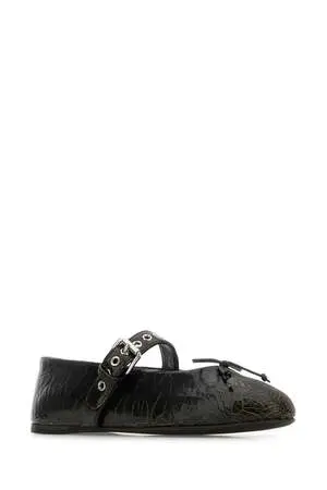Miu Miu Leather Ballerinas - Black