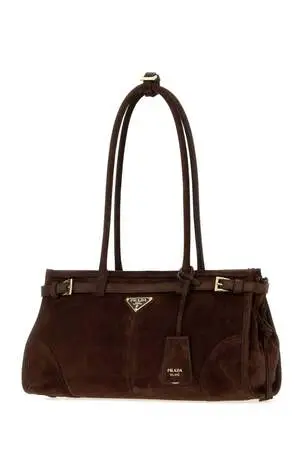 Prada Suede Bonnie Shoulder Bag - Brown
