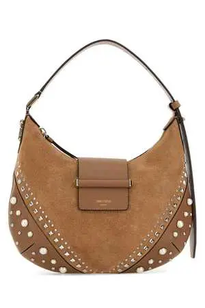 JIMMY CHOO Biscuit Suede Bar Shoulder Bag